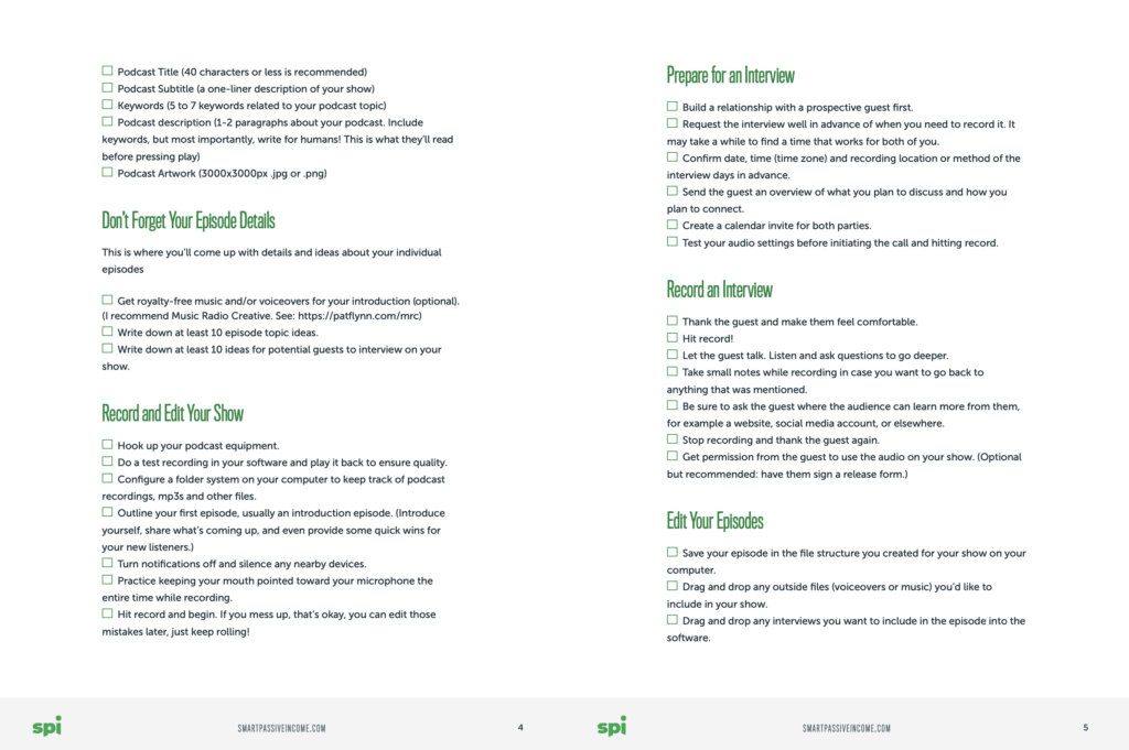 Pat Flynn's Podcast Cheat Sheet for Starting Your Podcast